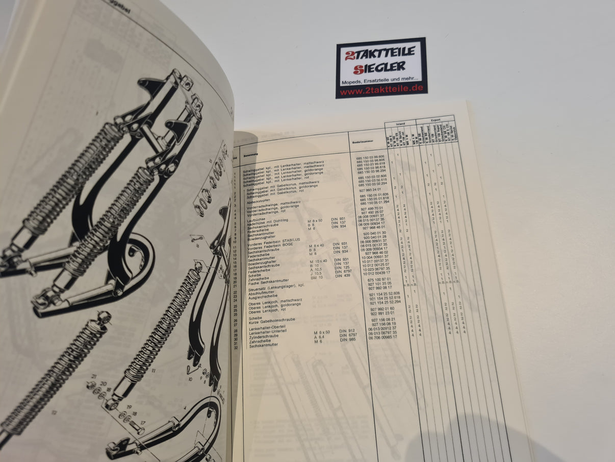 Ersatzteile-Liste Hercules K50 SE RE Sprint MK3 MK4 Teileliste ...